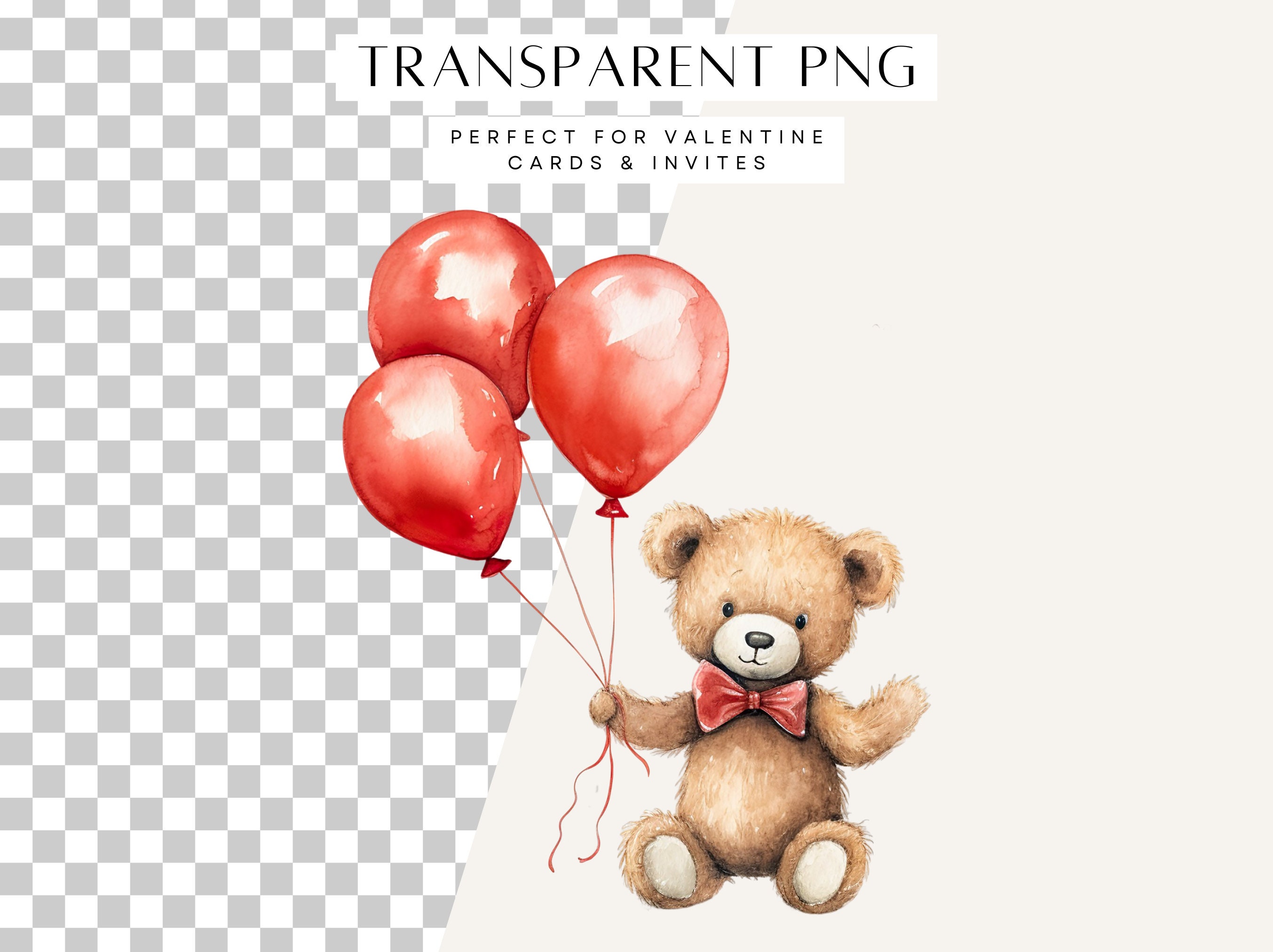 Valentine's Bear Clipart, Red Heart Balloons, Teddy Bears, Love Letter ...