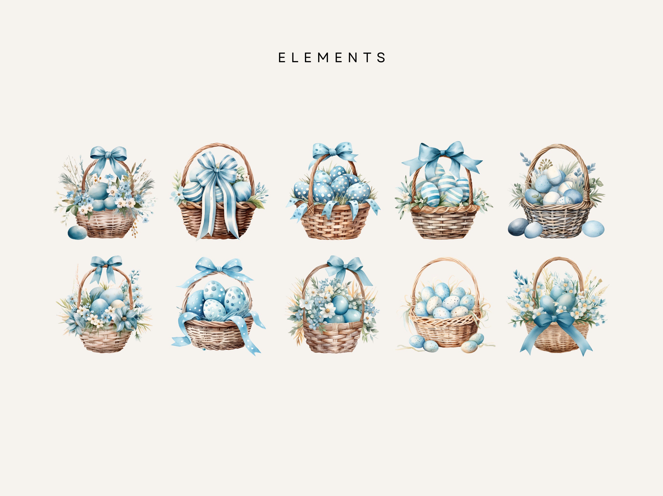 Easter Egg Basket Clipart, Blue Easter Eggs, Easter Bunny Basket ...
