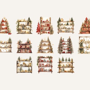 Christmas Library Clipart, Reading Clip Art, Books Stack, Book Shelves ...