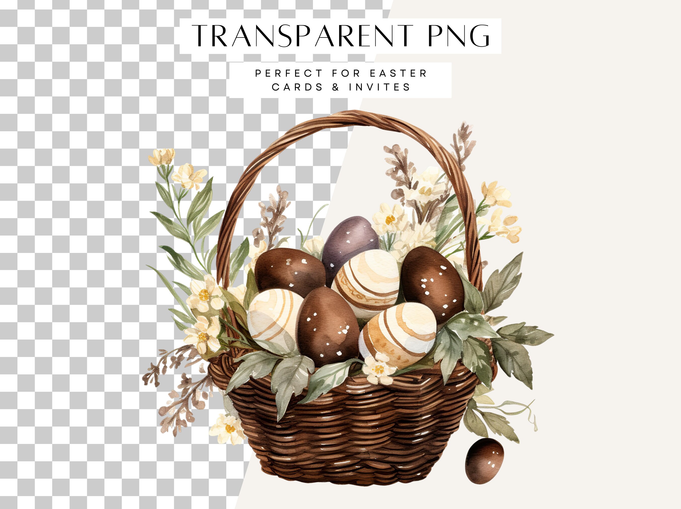 Watercolor Easter Baskets Clipart, Easter Bunny Basket, Egg Basket ...