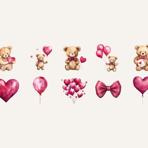 Valentine's Bear Clipart, Pink Heart Balloons, Teddy Bears, Love Letter ...