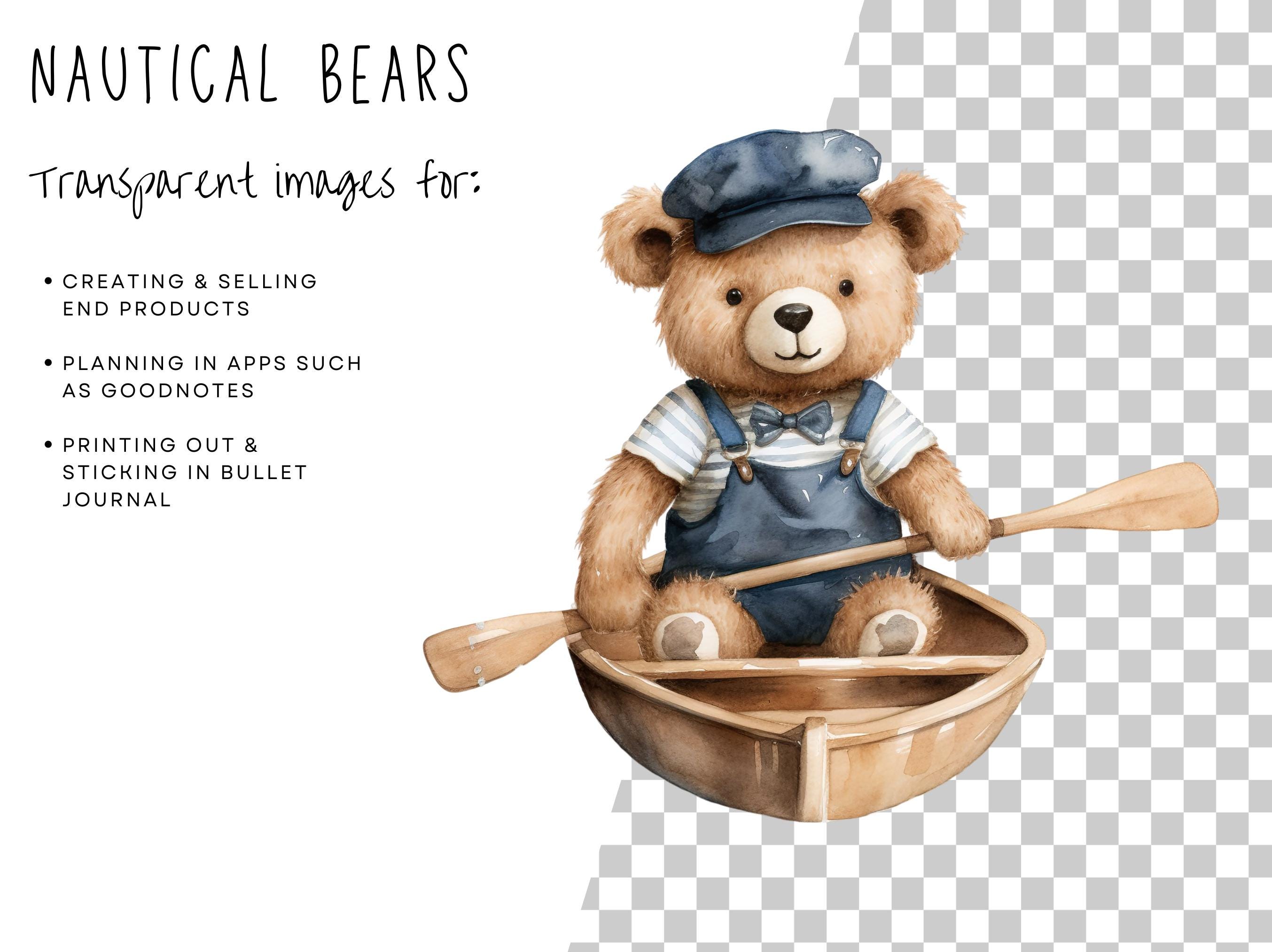 Sailor Teddy Bear Clipart, Nautical Nursery Clip Art, First Birthday ...