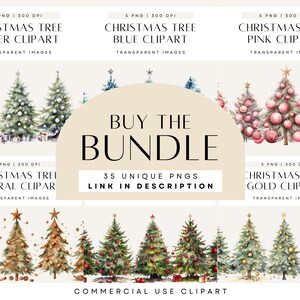 Blue Christmas Clipart, Watercolor Tree Clip Art, Xmas Trees, Festive ...