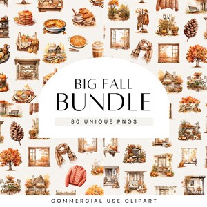 Fall Watercolor Clipart Bundle, Cozy Fall House Clip Art, Autumn Garden ...