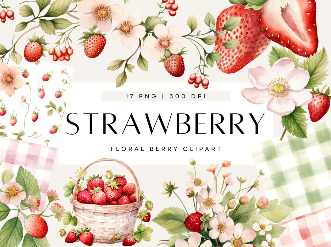 Strawberry Baby Shower Clipart, Berry Sweet Baby on the Way Invite ...