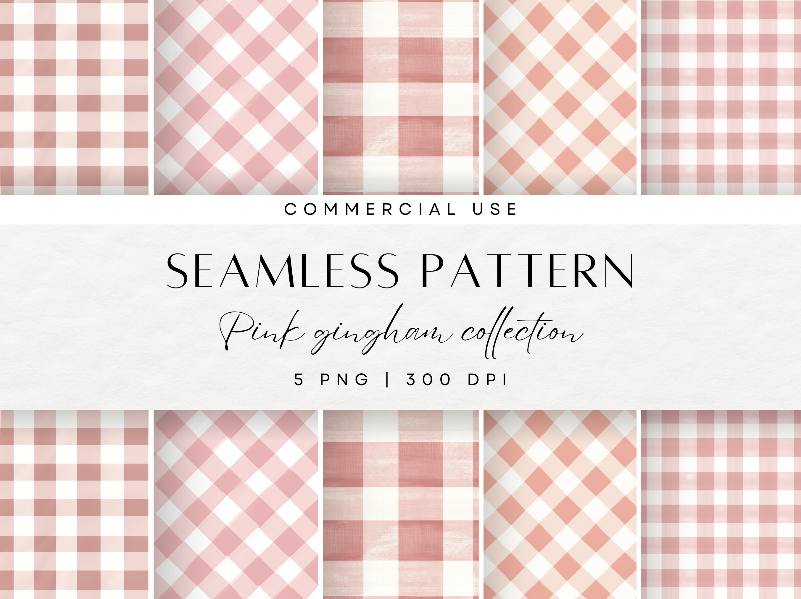 Gingham Pink and White Texture Clipart, Check Backgrounds, Seamless ...