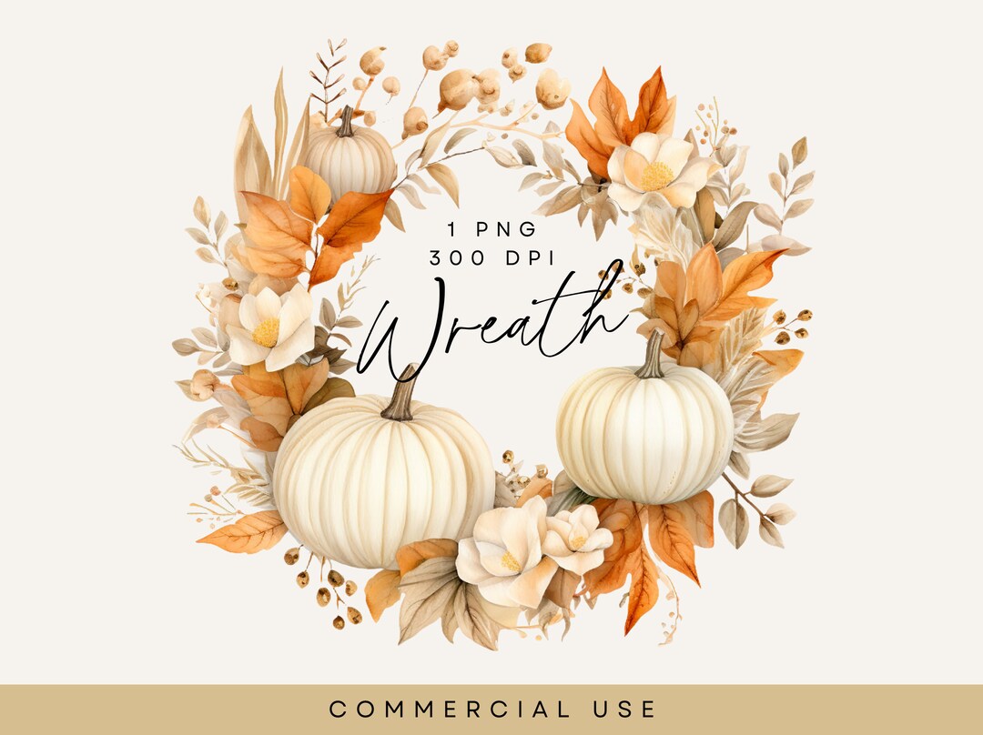 Boho Fall Clipart Autumn Wedding Clipart Watercolor Wreath - Etsy
