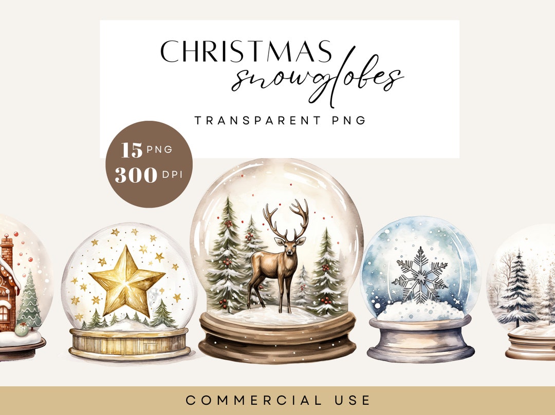 Watercolor Christmas Snow Globe Clipart, Magical Xmas Clip Art ...