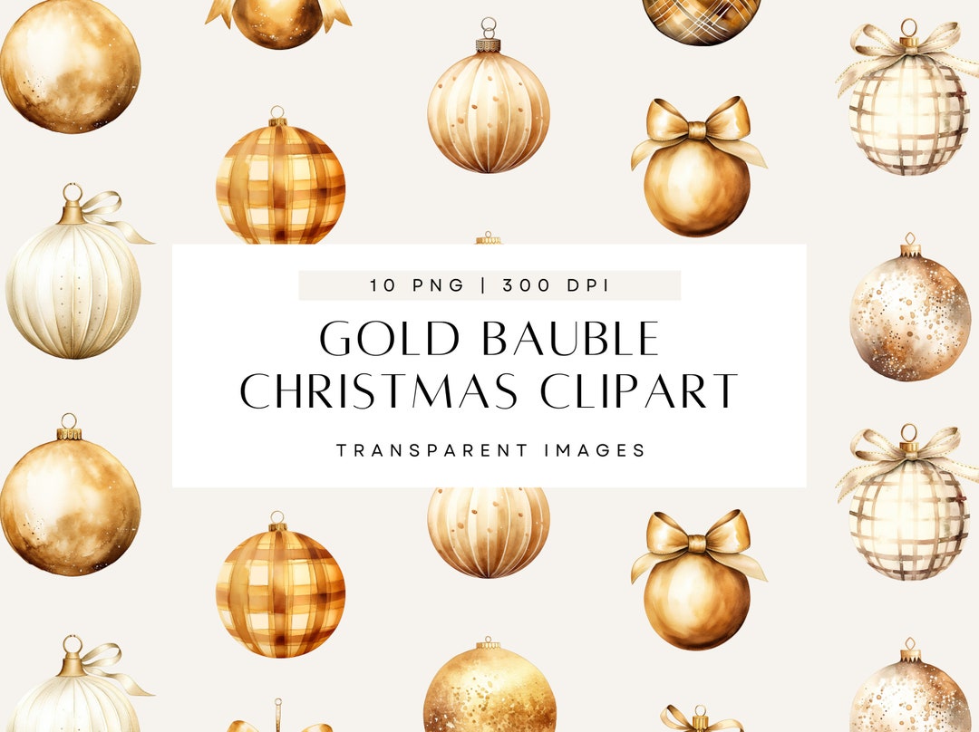 Holiday Ornament Clipart, Gold Christmas Bauble, Xmas Clip Art ...