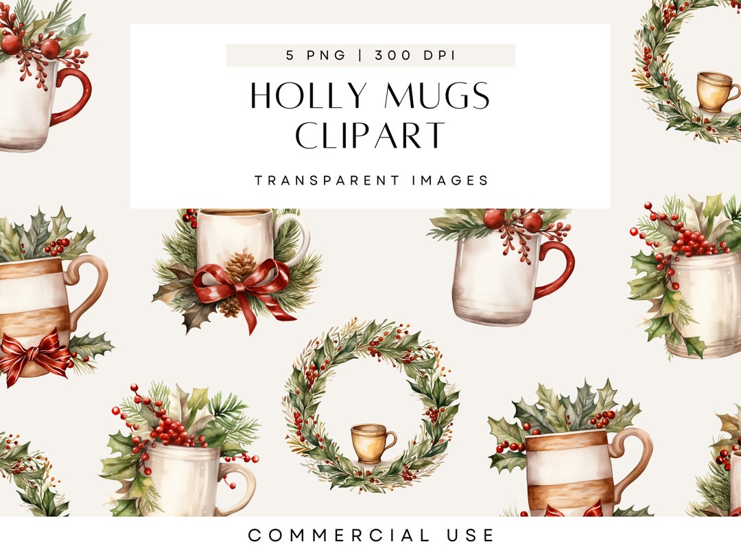 Watercolor Cozy Christmas Clipart, Coffee Mug Clipart, Christmas Coffee ...