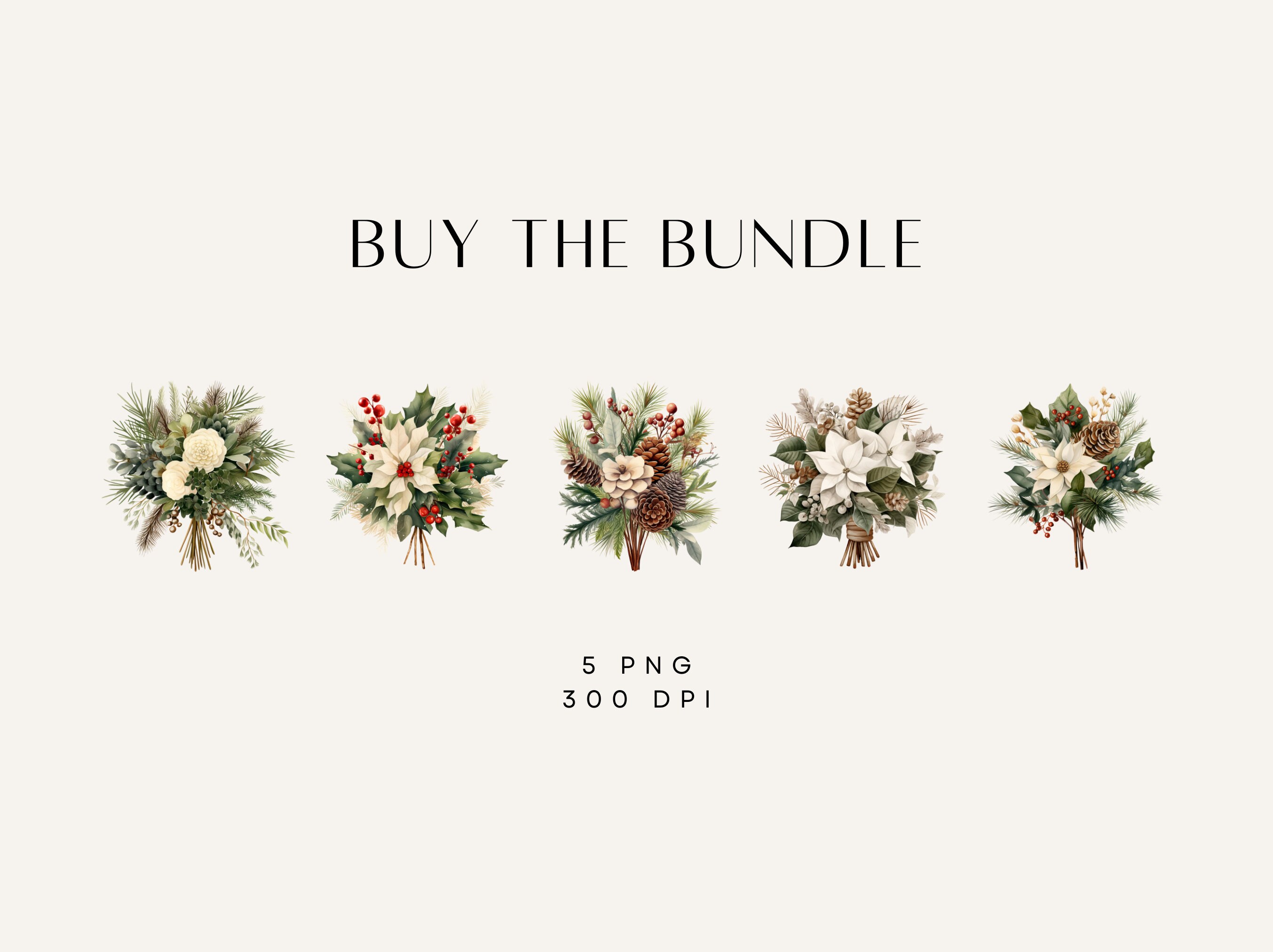 Watercolor Bouquet Clipart Boho Clipart Bundle Pine Cone - Etsy