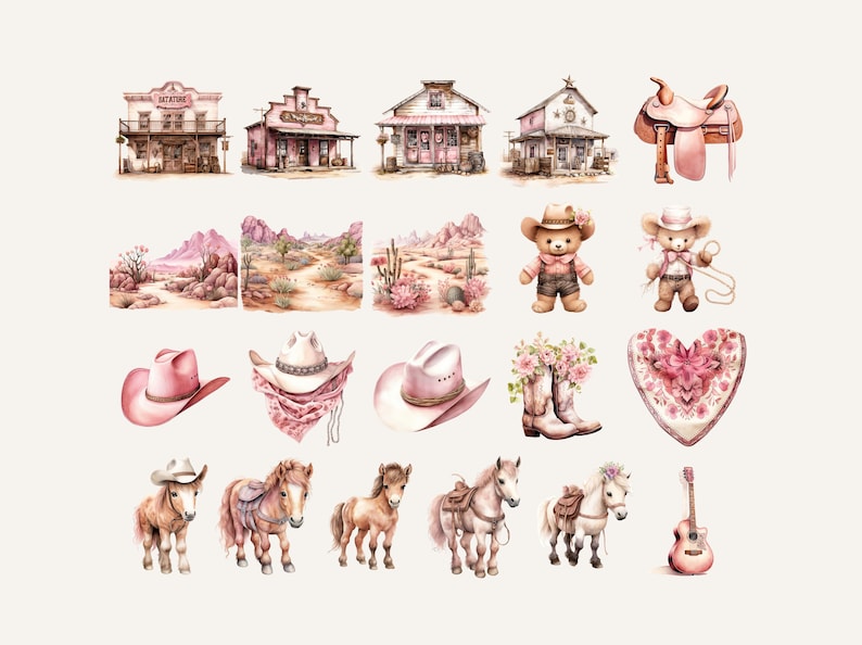 Watercolor Baby Cowgirl Clipart, Little Cowboy Watercolor, Wild West ...