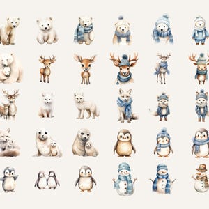Winter Wonderland Clipart Bundle, Polar Bear, Arctic, Woodland Animals ...