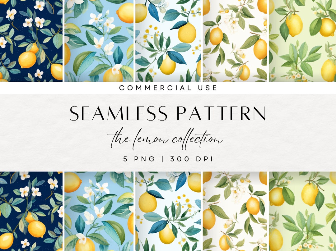 Lemon Digital Paper Seamless Pattern, Texture Pack, Repeating Pattern ...