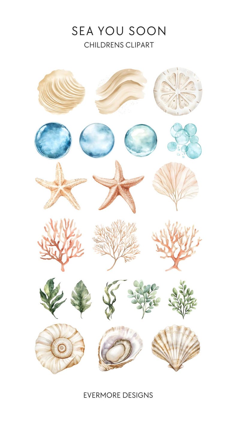 Sea You Soon Clipart | Watercolor Baby Shower Coastal PNG Beach Baby ...