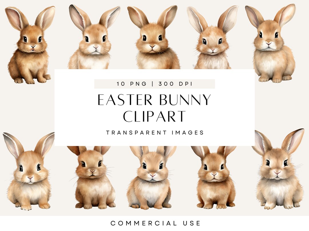 Cute Baby Easter Bunny Clipart, Easter Bunnies, Baby Bunny, Watercolor ...
