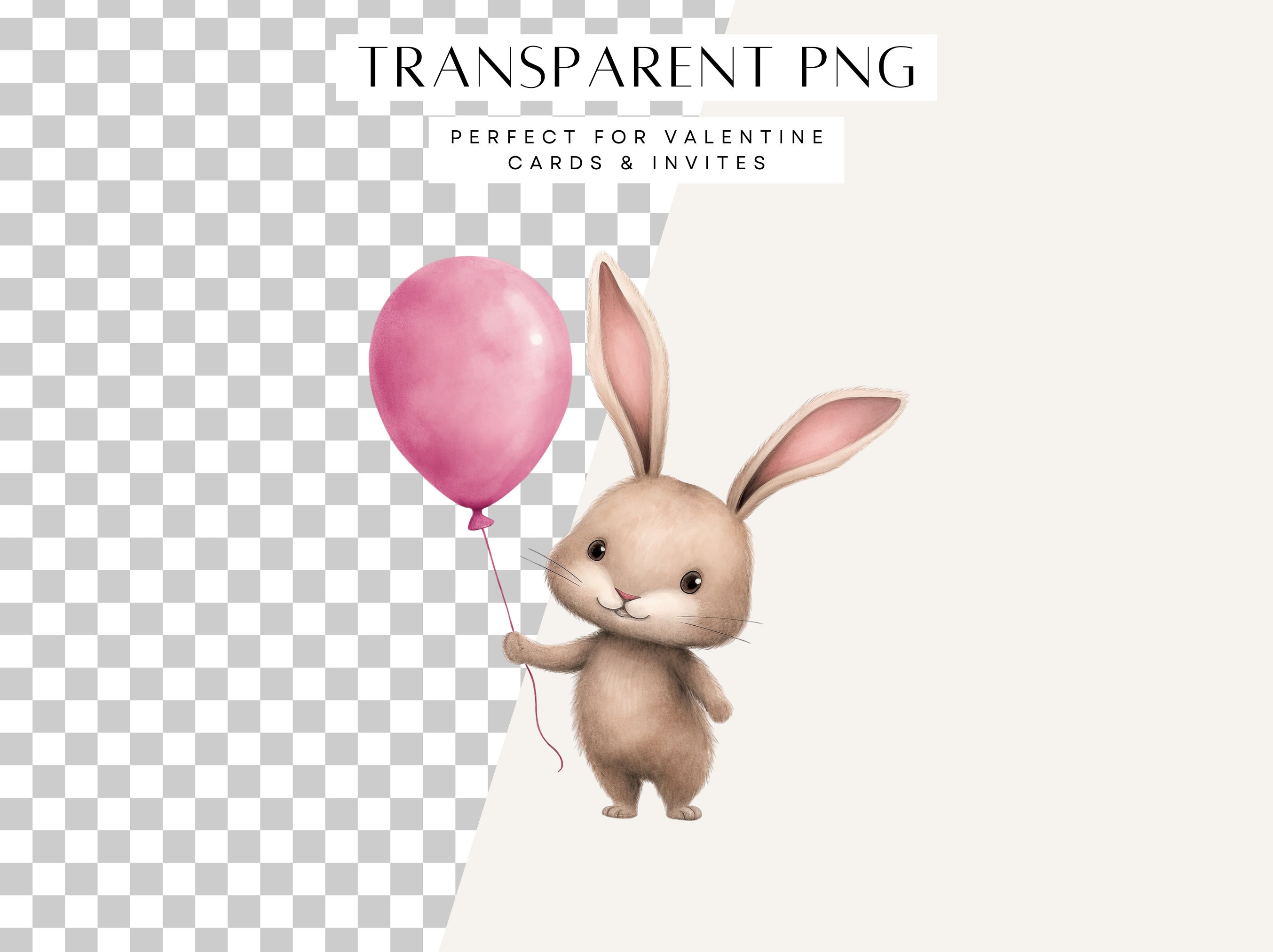 Rabbit With Balloons Clipart, Pink Balloons, Easter Bunny Holding ...