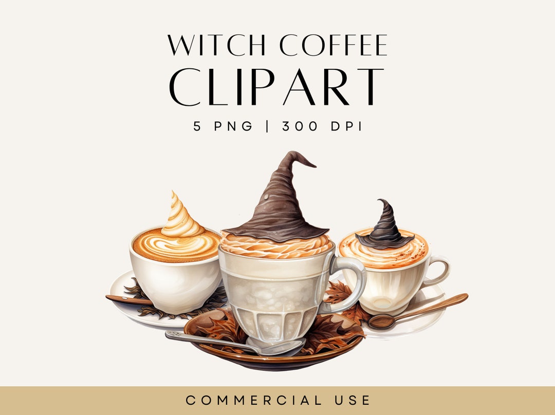 Coffee Halloween Clipart Drinks Clipart Witch Hat Latte - Etsy