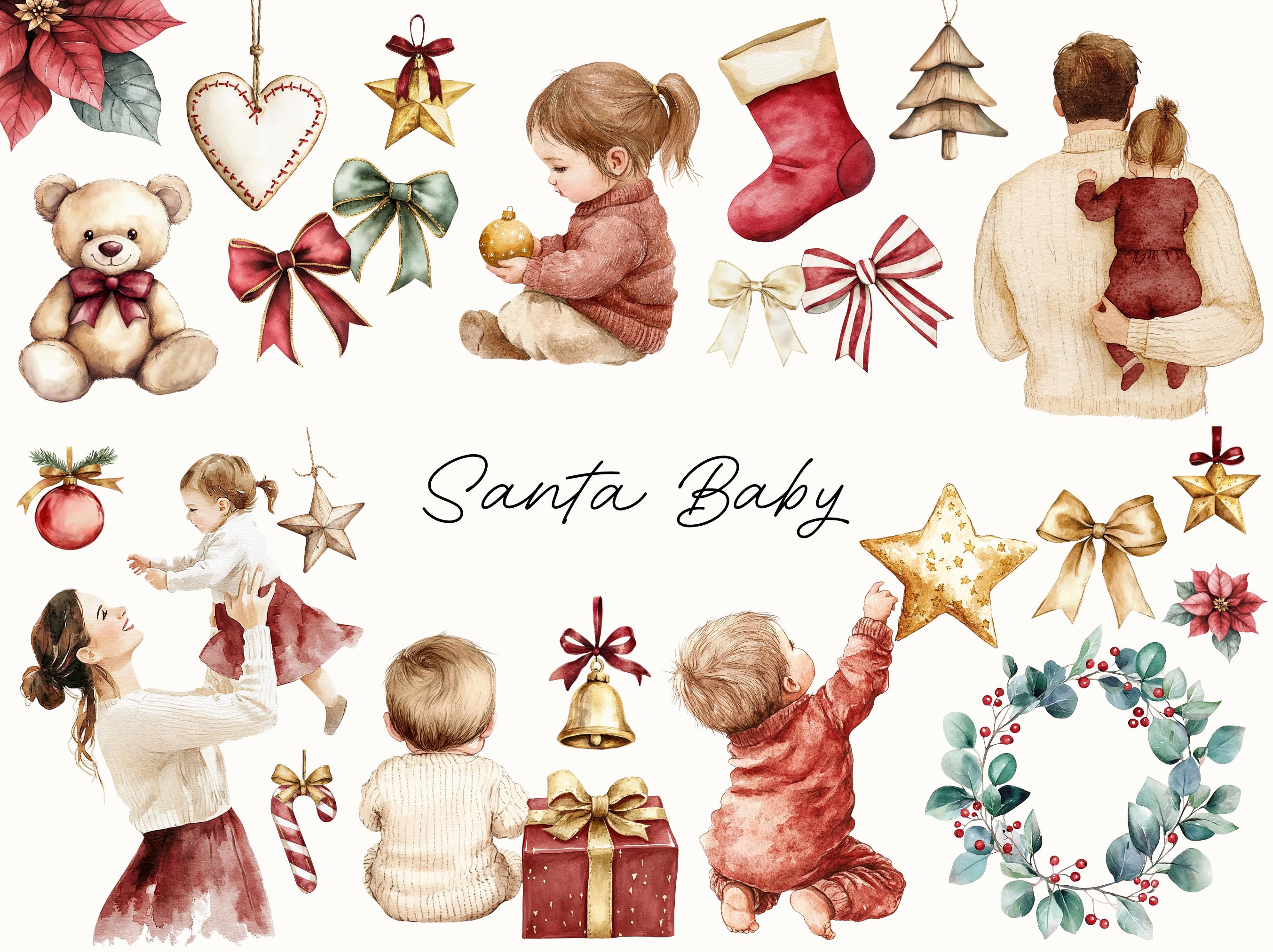 Santa Baby Clipart | Christmas Baby Shower Graphics, Xmas First ...