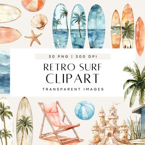 Retro Surf Clipart, the Big One Birthday Surfboard, Surfs Up, Summer ...