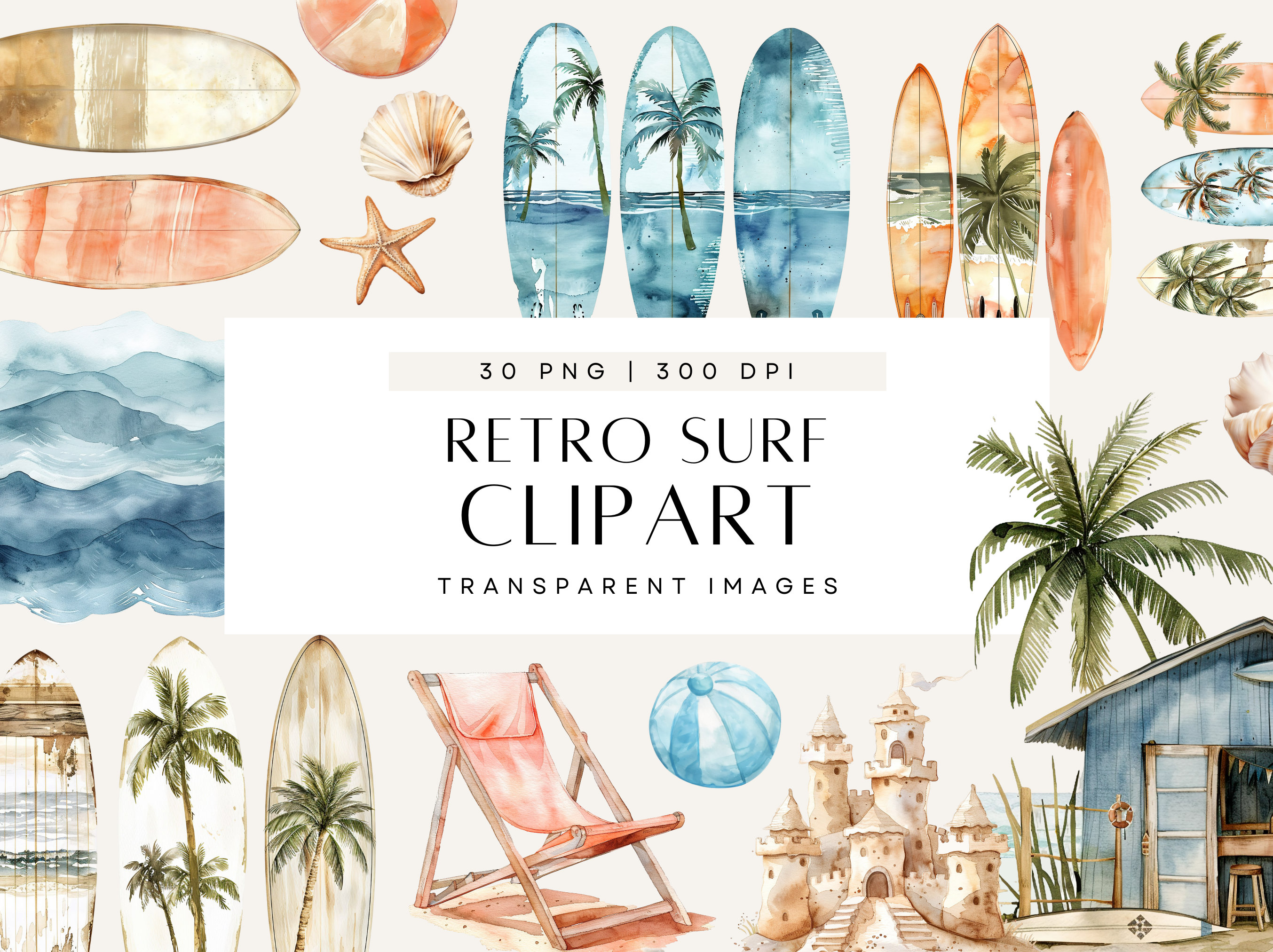 Retro Surf Clipart, the Big One Birthday Surfboard, Surfs Up, Summer ...