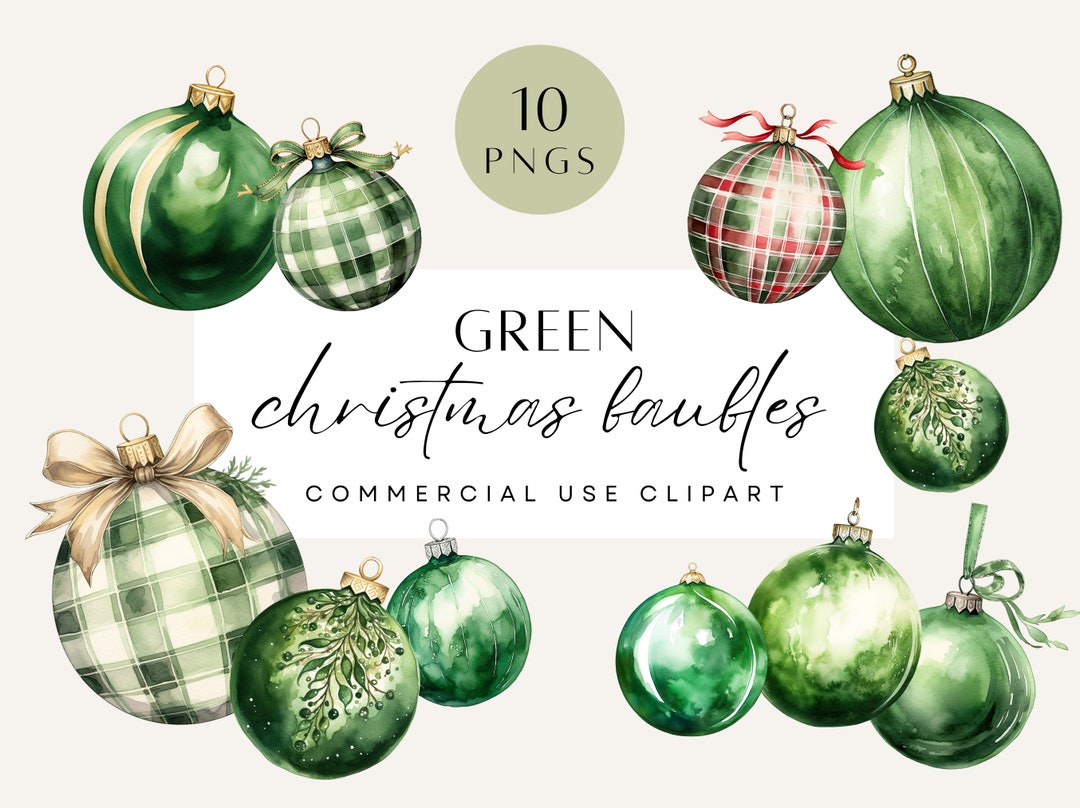 Holiday Ornament Clipart Green Christmas Bauble Xmas Clip - Etsy