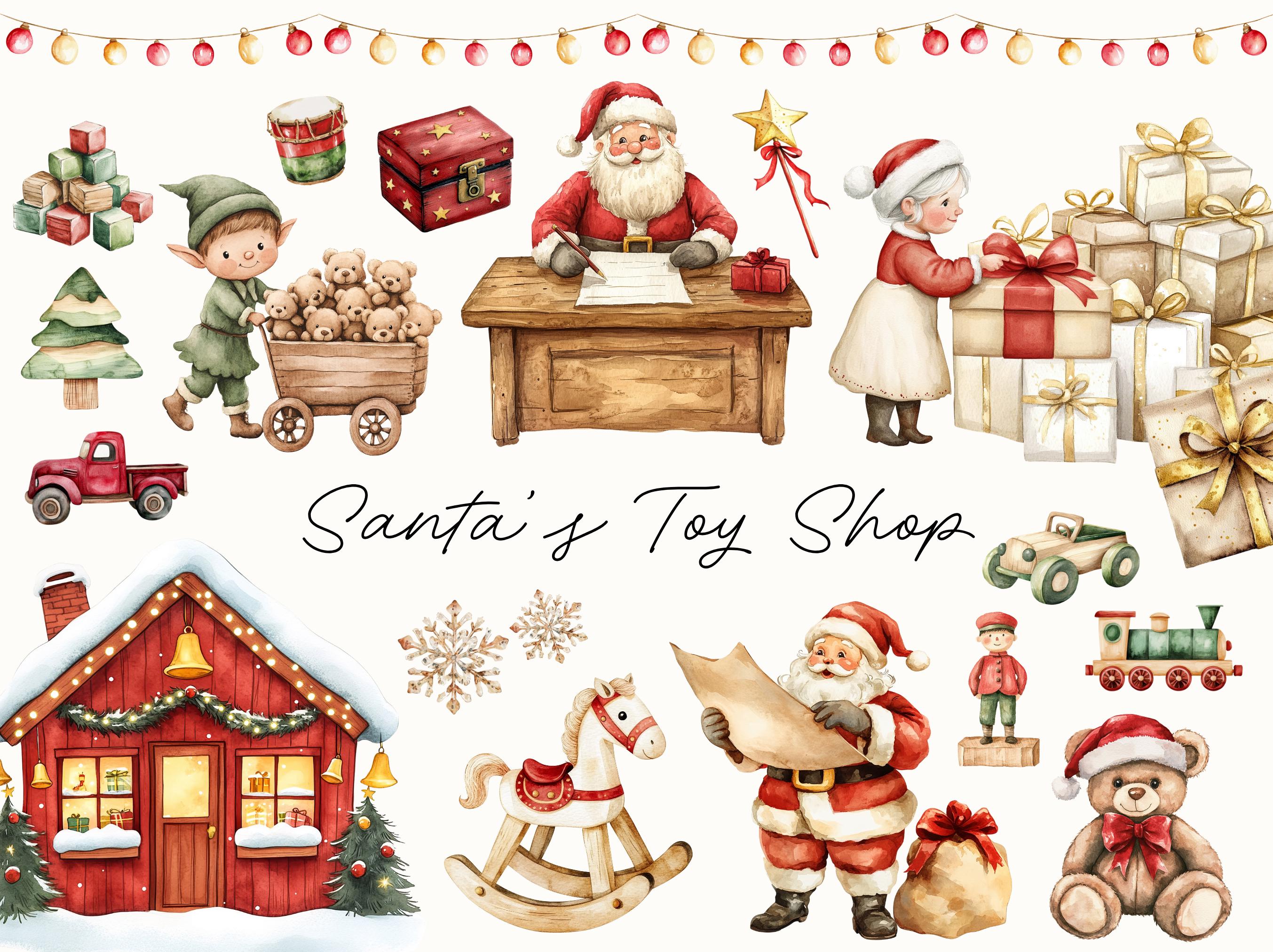 Christmas Toy Shop Clipart | Santa Workshop & Elf Factory, North Pole ...