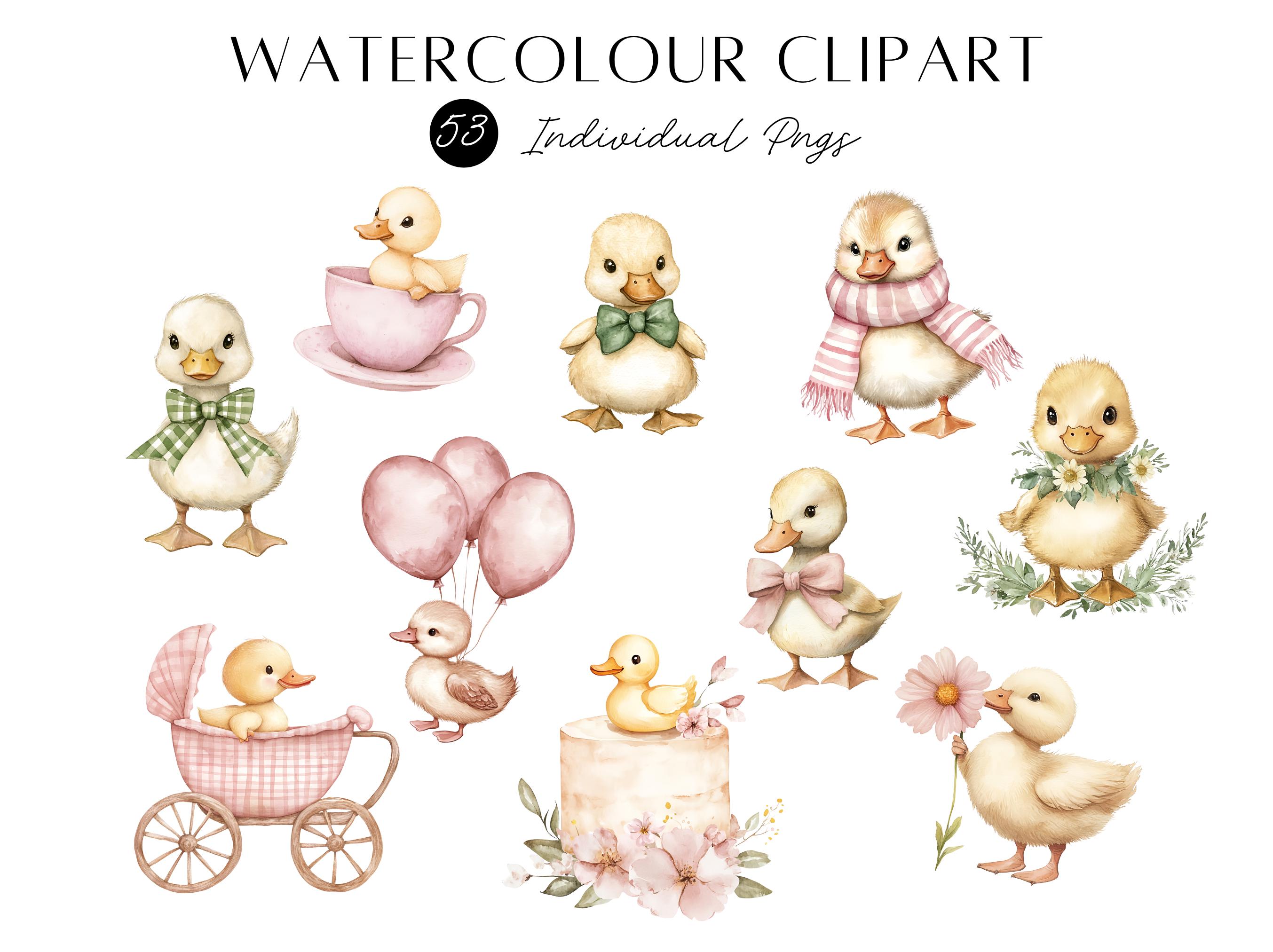 One Lucky Duck Clipart | Yellow & Pink Duckling, Adorable Ducks Baby ...