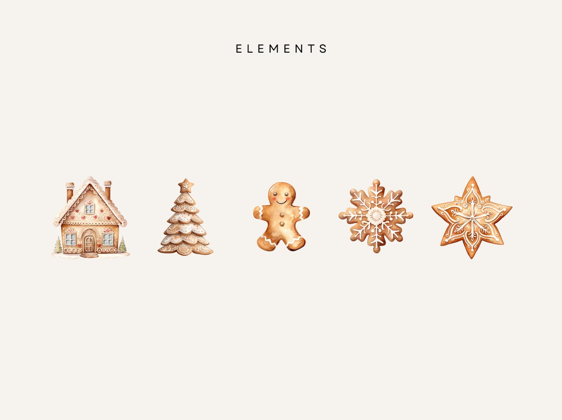 Pastel Gingerbread House Clipart Watercolor Gingerbread Man - Etsy