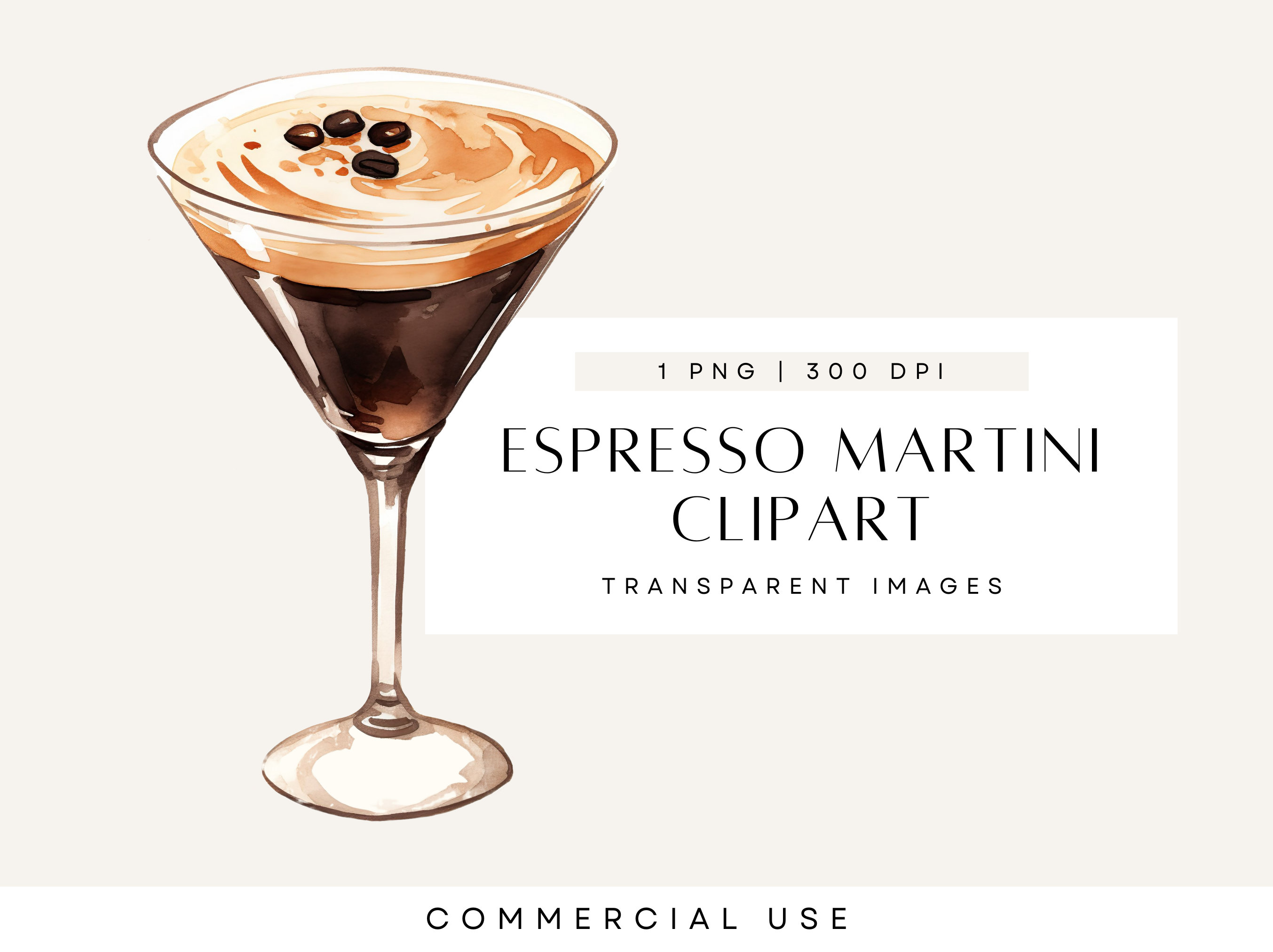 Espresso Martini Watercolor Clipart, Coffee Liqueur Cocktail, Signature ...