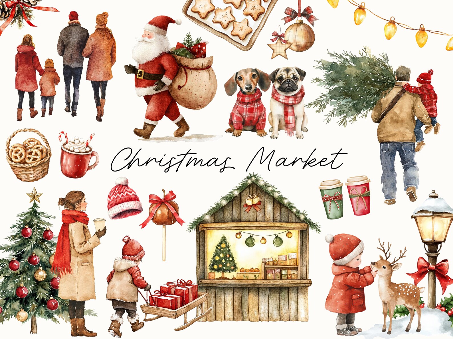 Christmas Market Clipart | Cozy Winter Village & Holiday Shop ...