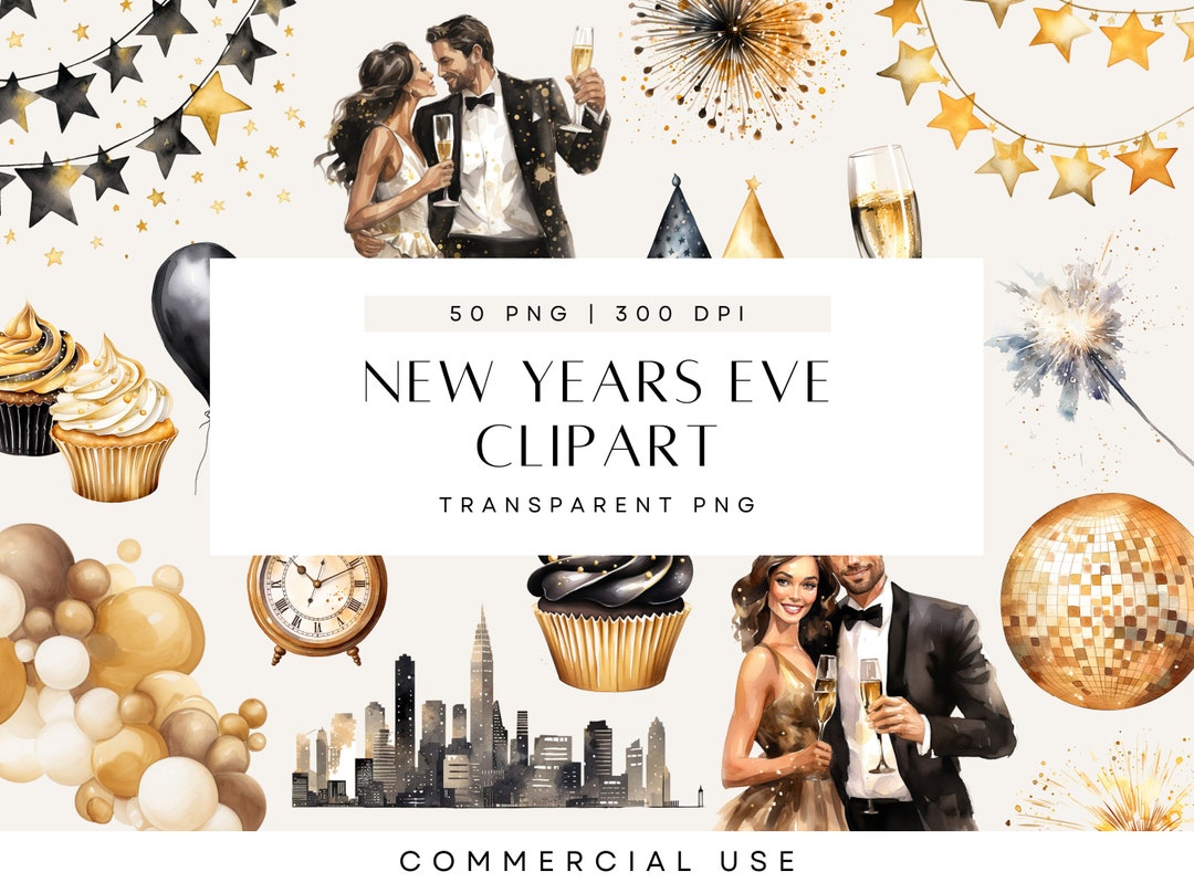 New Year Clipart, Happy New Year's Eve, Party Clip Art, Champagne ...