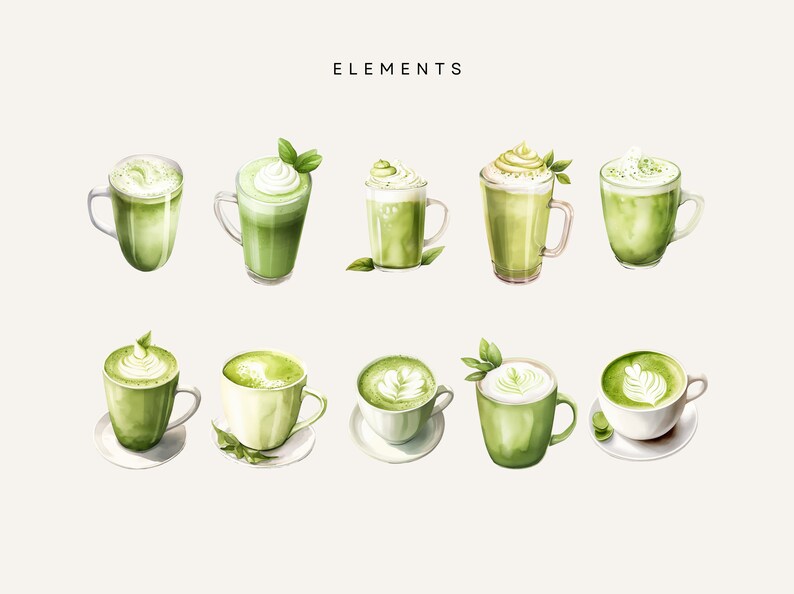 Matcha Tea Clipart, Green Tea Clip Art, Coffee Lovers, Fall Mug, Autumn ...