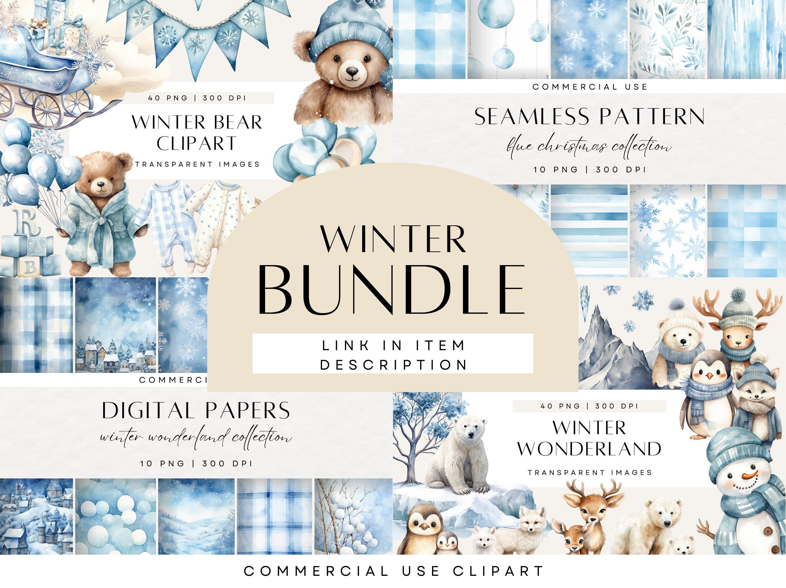 Winter Wonderland Digital Papers, Christmas Scrapbook Paper, Snowy ...