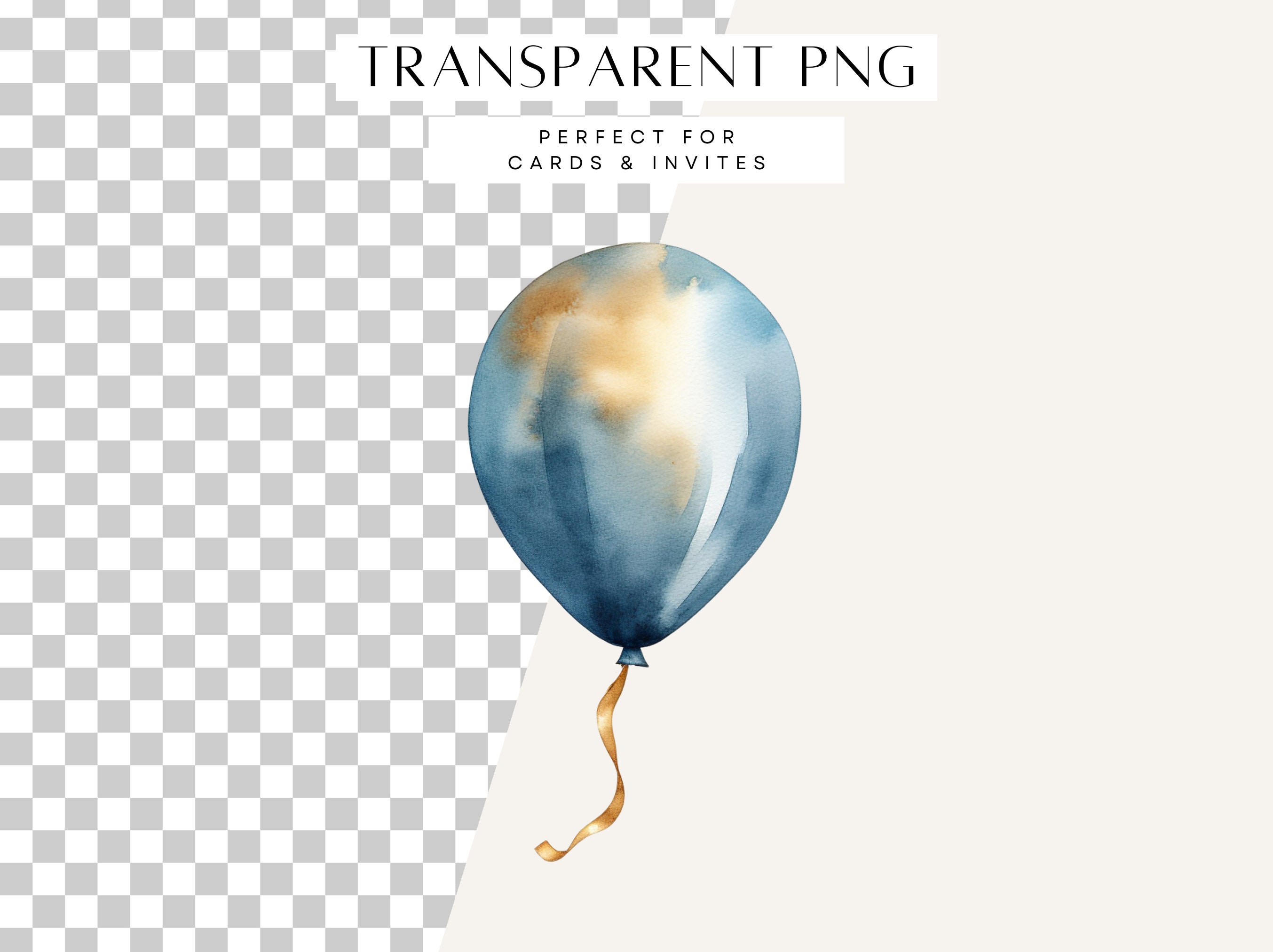 Clipart Blue and Gold Balloon, Watercolor Balloons Clip Art, Balloon ...