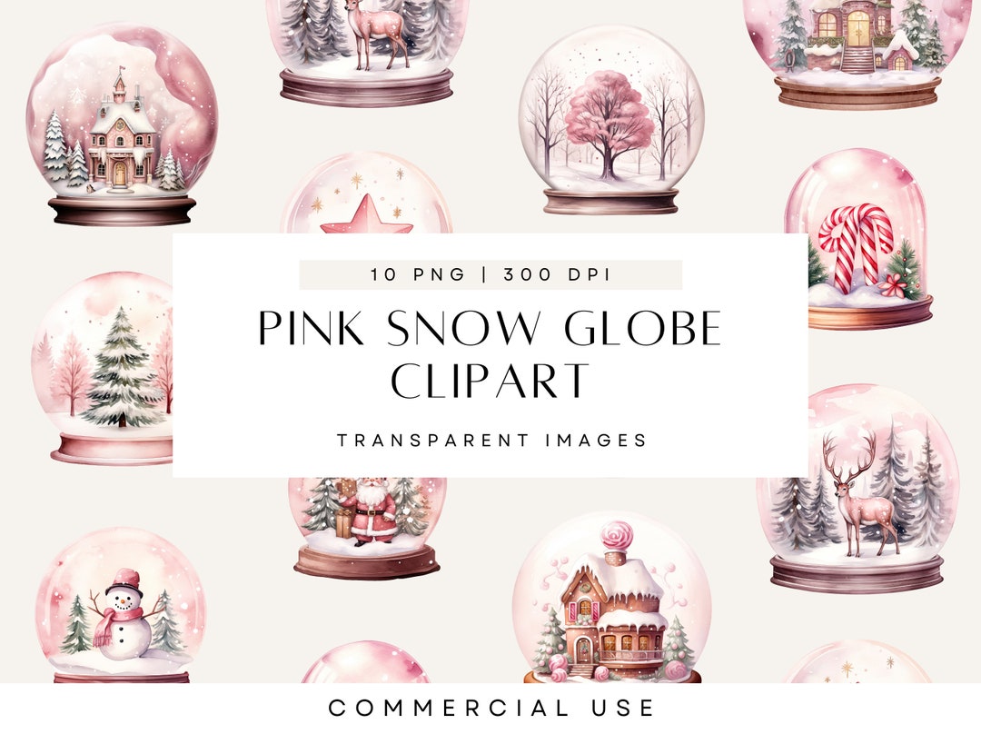 Pink Christmas Snowglobes Clipart, Snow Globe Clip Art, Reindeer, Tree ...