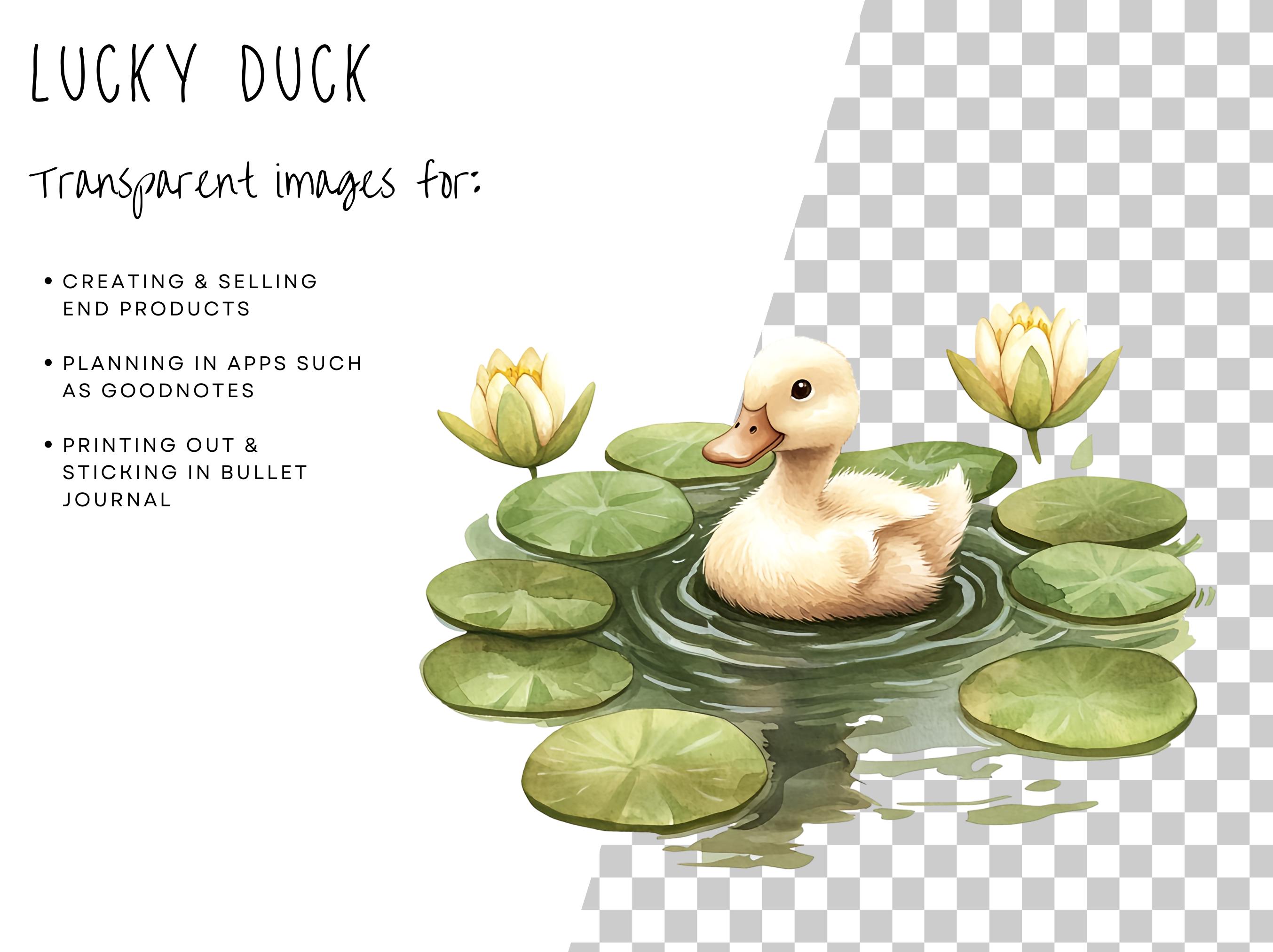 One Lucky Duck Clipart | Yellow & Pink Duckling, Adorable Ducks Baby ...