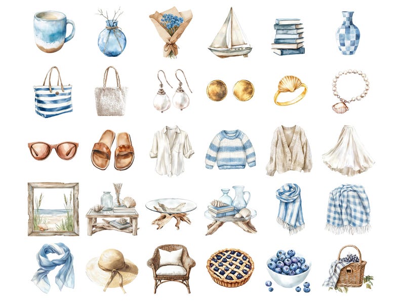 Coastal Grandma Clipart, Preppy Summer, New England Granddaughter ...