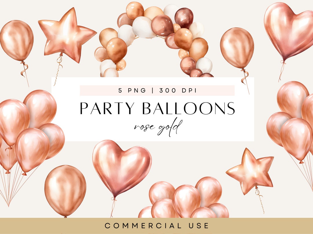 Rose Gold Balloon Clipart Watercolor Balloons Girl Birthday - Etsy