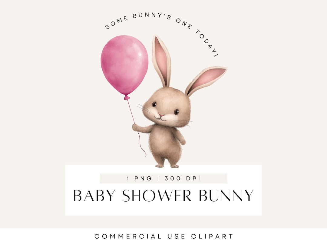 Rabbit With Balloons Clipart, Pink Balloons, Easter Bunny Holding ...