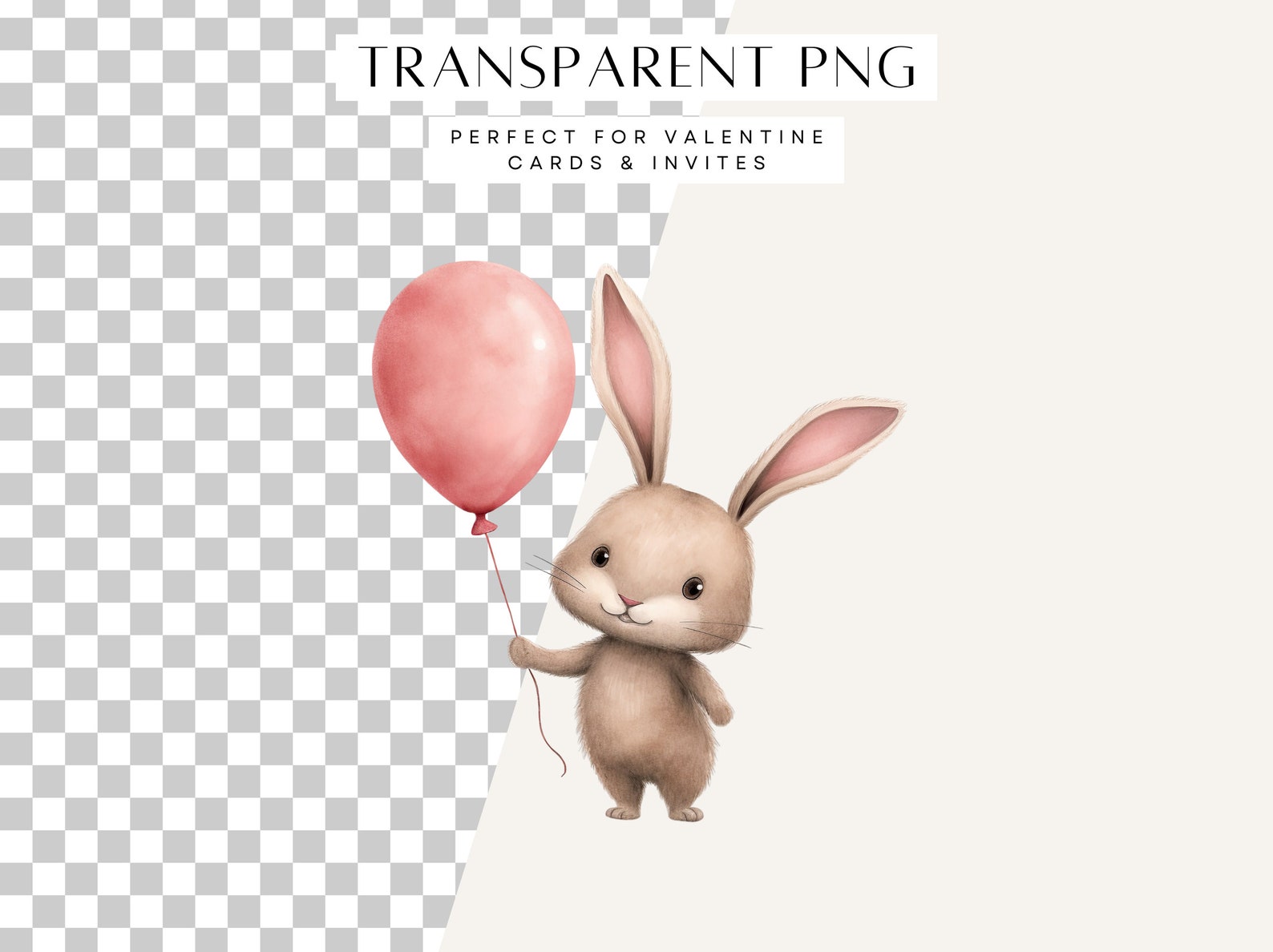 Bunny Valentine Clipart, Pink Balloons, Easter Bunny Holding Balloon ...