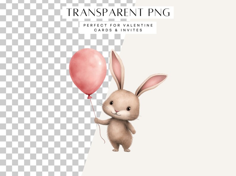 Bunny Valentine Clipart, Pink Balloons, Easter Bunny Holding Balloon ...