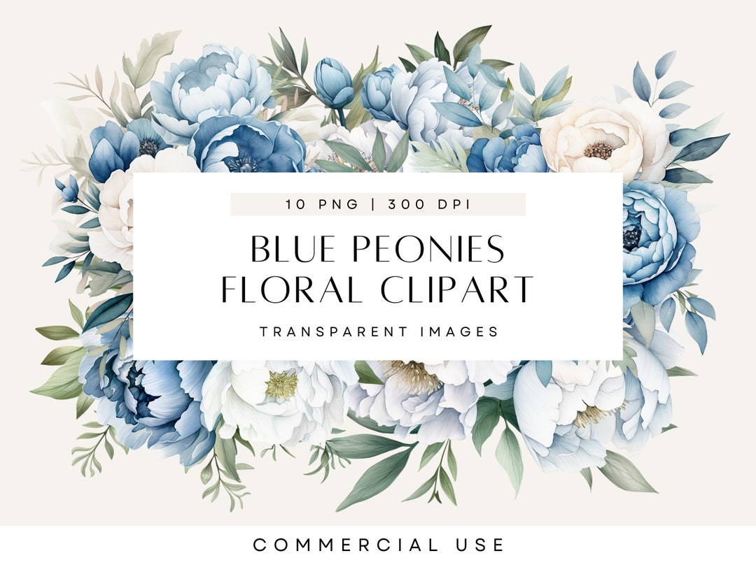 Blue Peonies Clipart, Peony Flower Transparent Floral PNG Clip Art ...