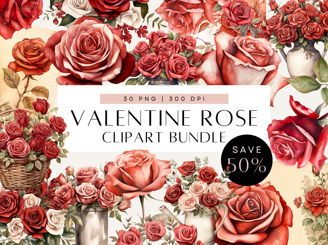 Valentine Roses Clipart, Valentines Day, Blush Valentine, Love Day, Red ...