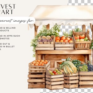 Locally Grown Baby Shower, Watercolor Farmers Market Clipart, Harvest ...