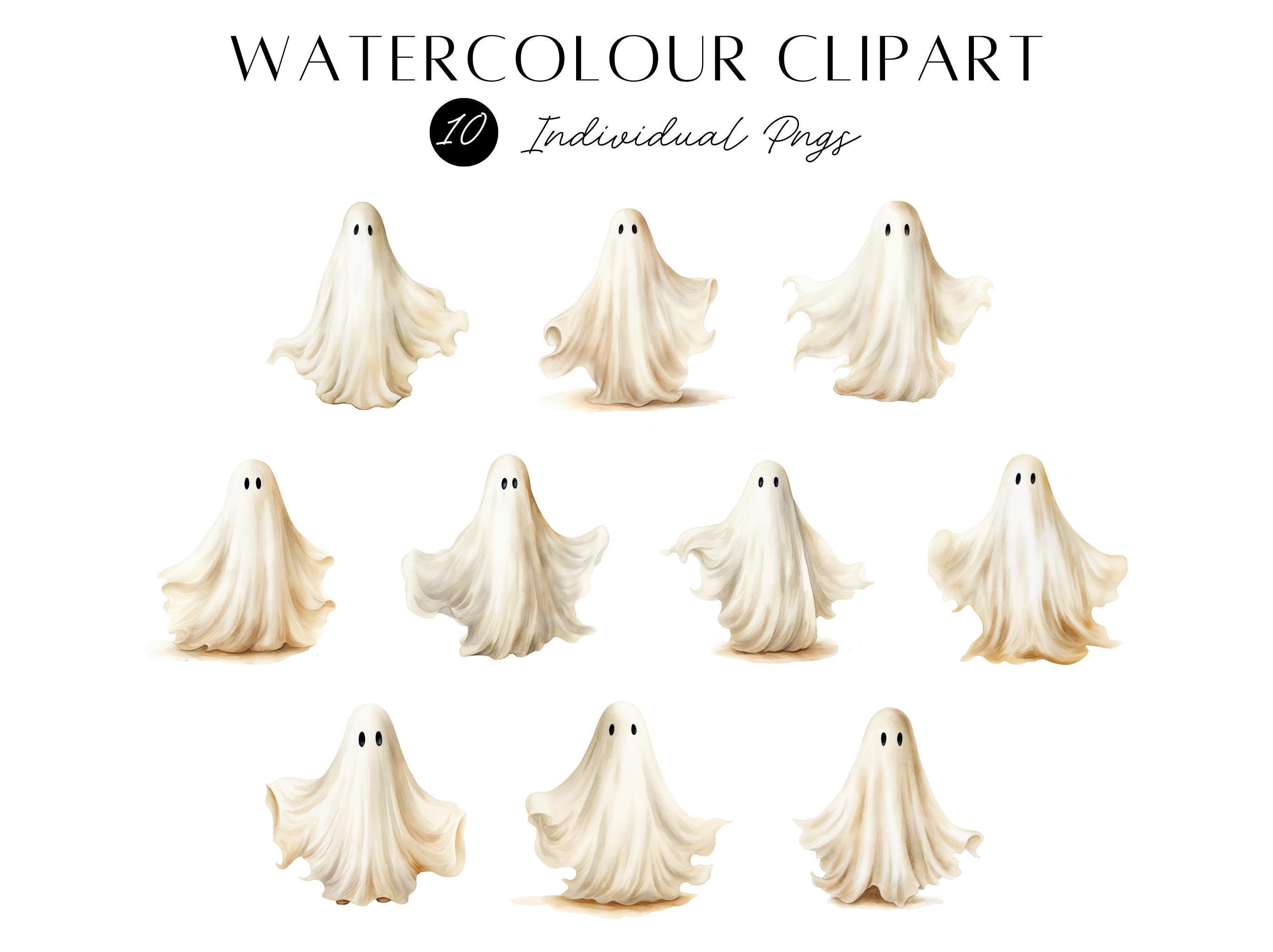 Watercolor Halloween Ghosts Clipart INSTANT DOWNLOAD Spooky Draped ...