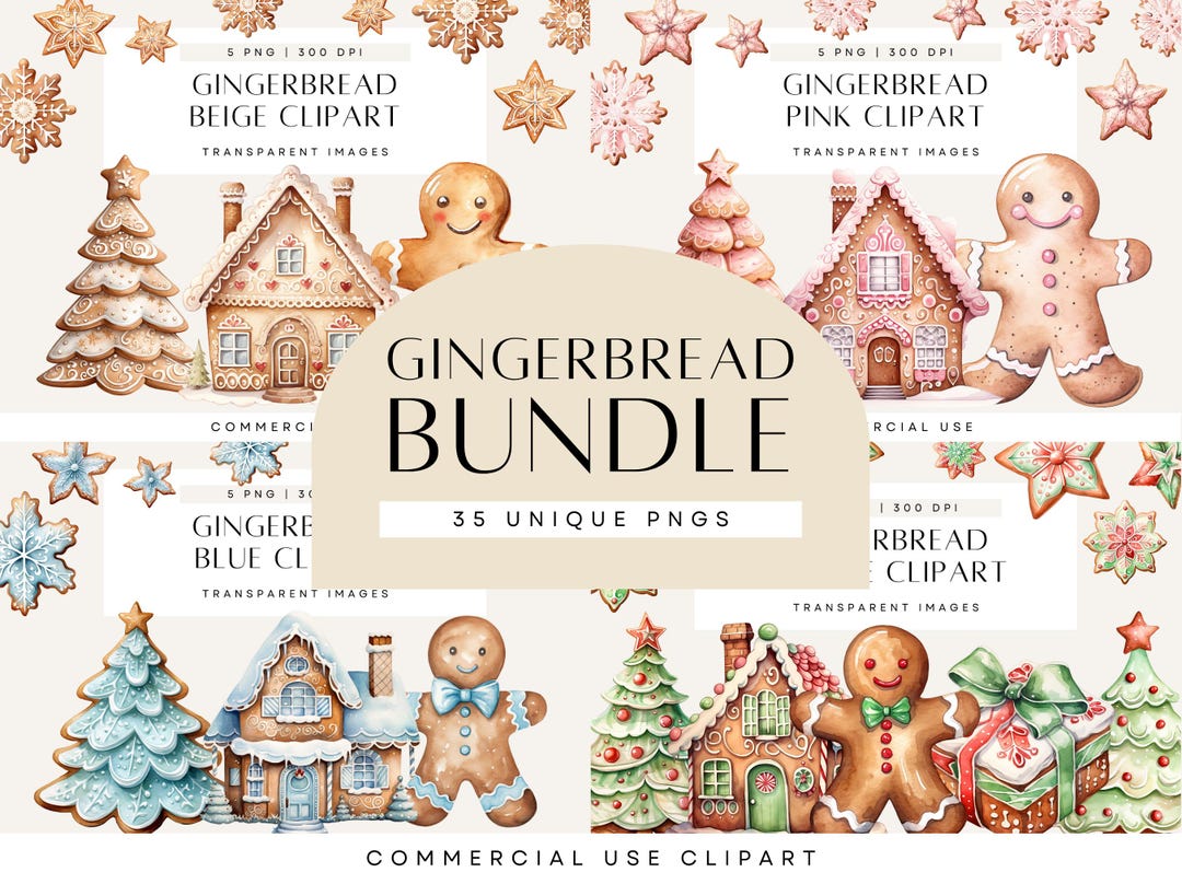 Pastel Gingerbread House Clipart, Watercolor Gingerbread Man, Christmas ...