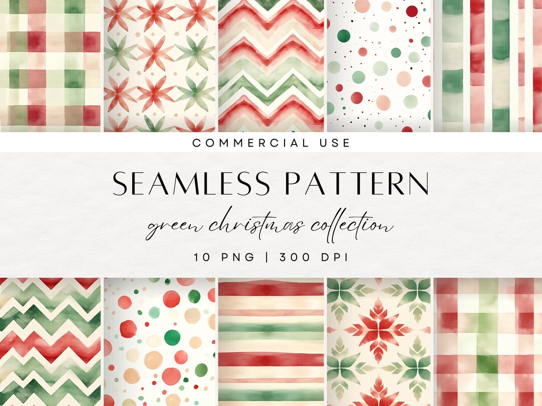 Red and Green Christmas Digital Papers, Gingham Plaid Digital Paper ...
