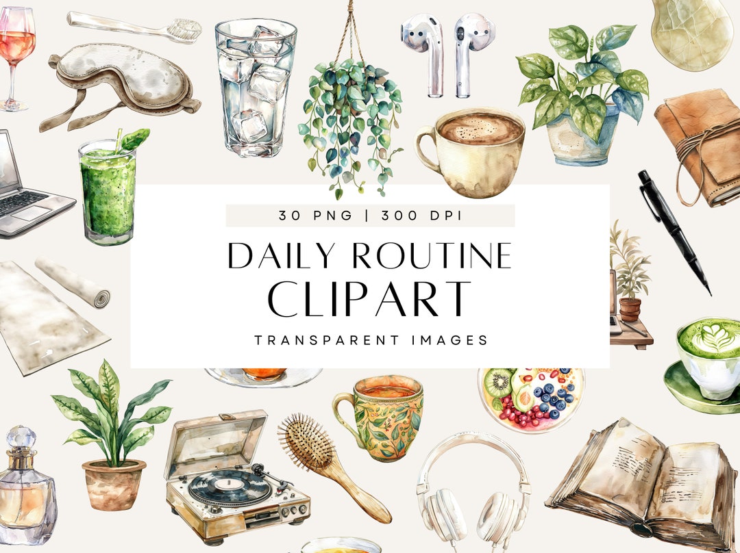 Daily Routine Clipart, Daily Planner Stickers, That Girl Clip Art ...