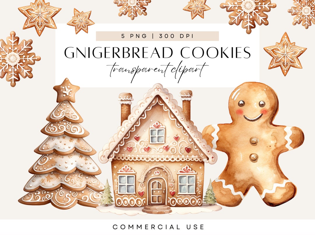 Pastel Gingerbread House Clipart Watercolor Gingerbread Man - Etsy